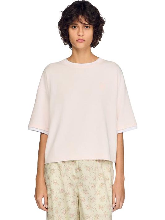SANDRO Embroidered Logo Cotton T-Shirt